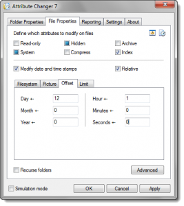 Change attributes of Files and Folders in bulk using Attribute Changer